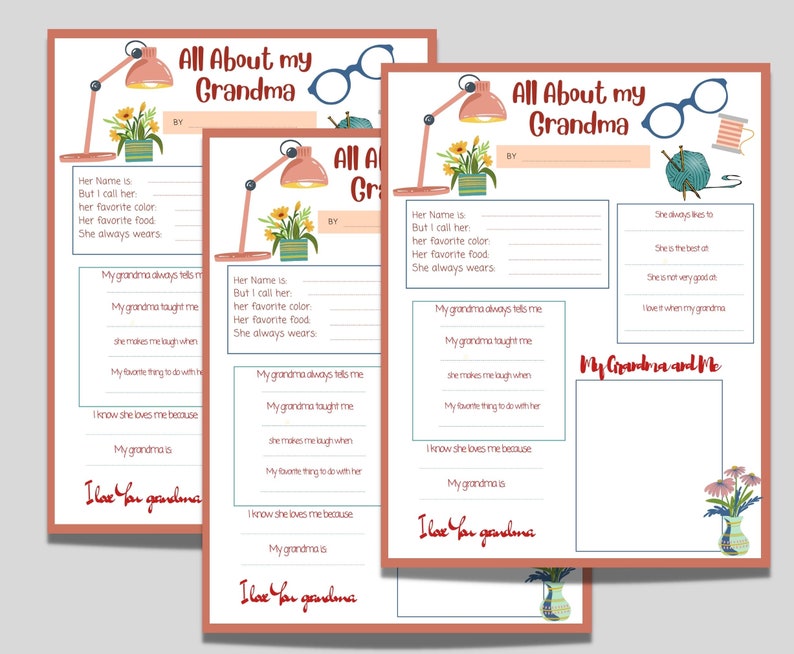 All About My Grandma PRINTABLE INTERVIEW, All About Mom & Grandma ...