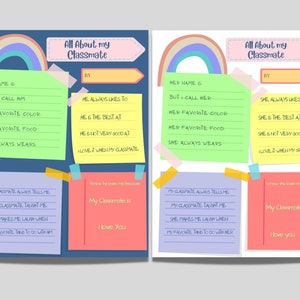 All About My Classmate, All About My Best Friend Worksheet Editable, My ...
