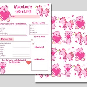 Valentine's Day Secret Pal Questionnaire, Printable Gift Exchange Wish ...