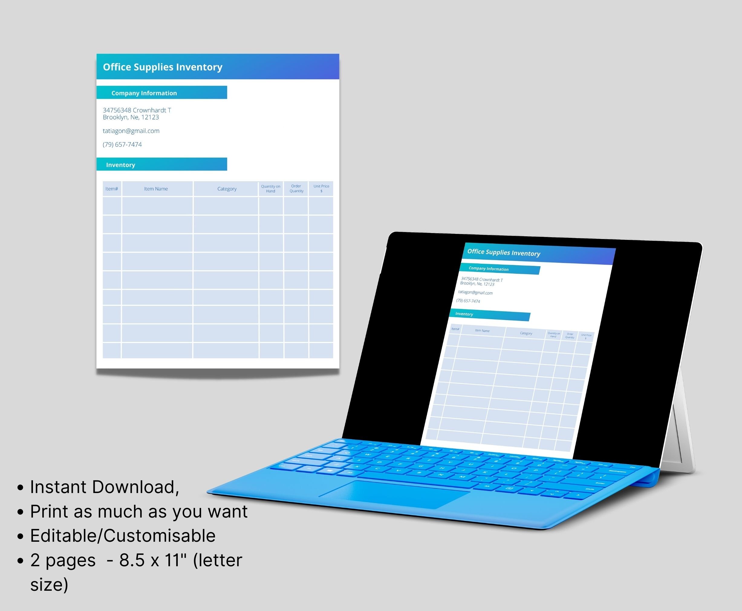 Office Supplies Inventory Template, Simple Inventory Checklist Template ...