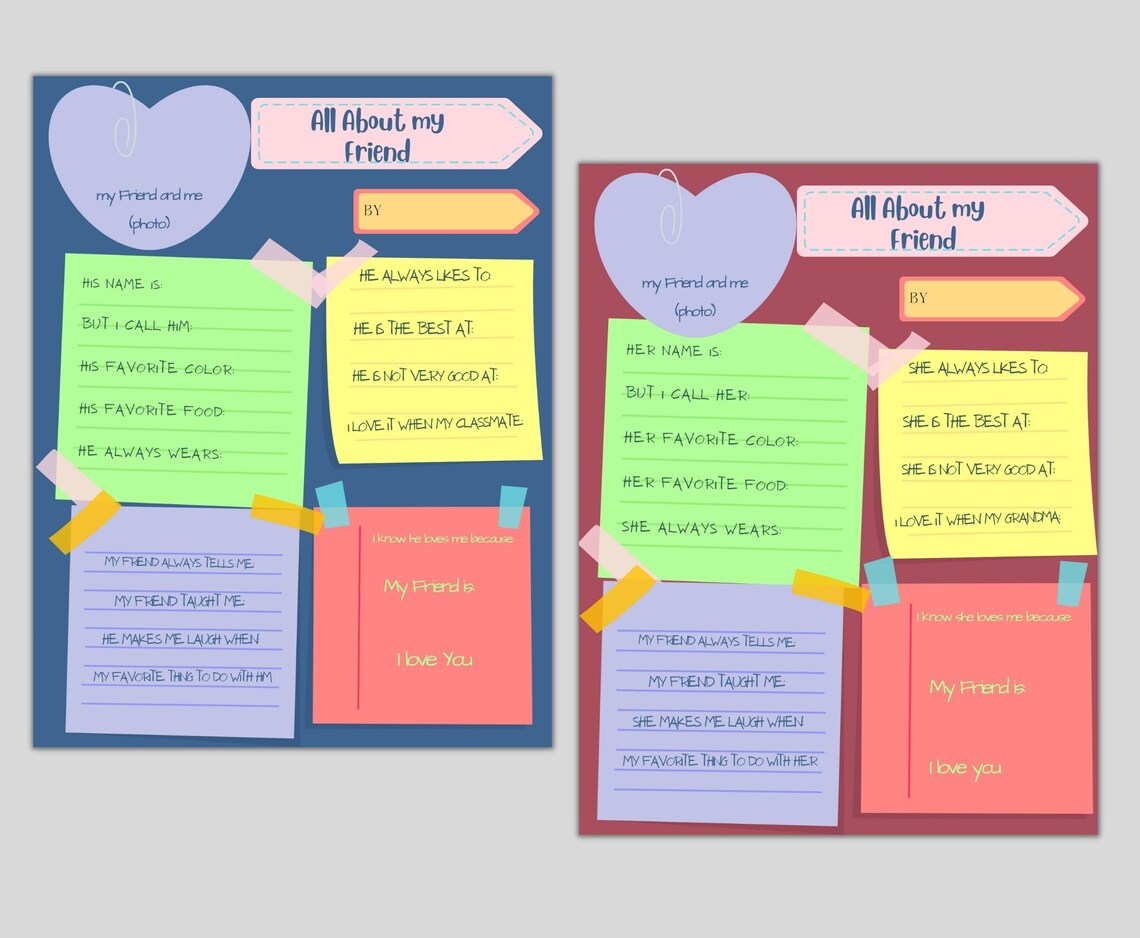 All About My Best Friend Worksheet Editable My All Friends - Etsy