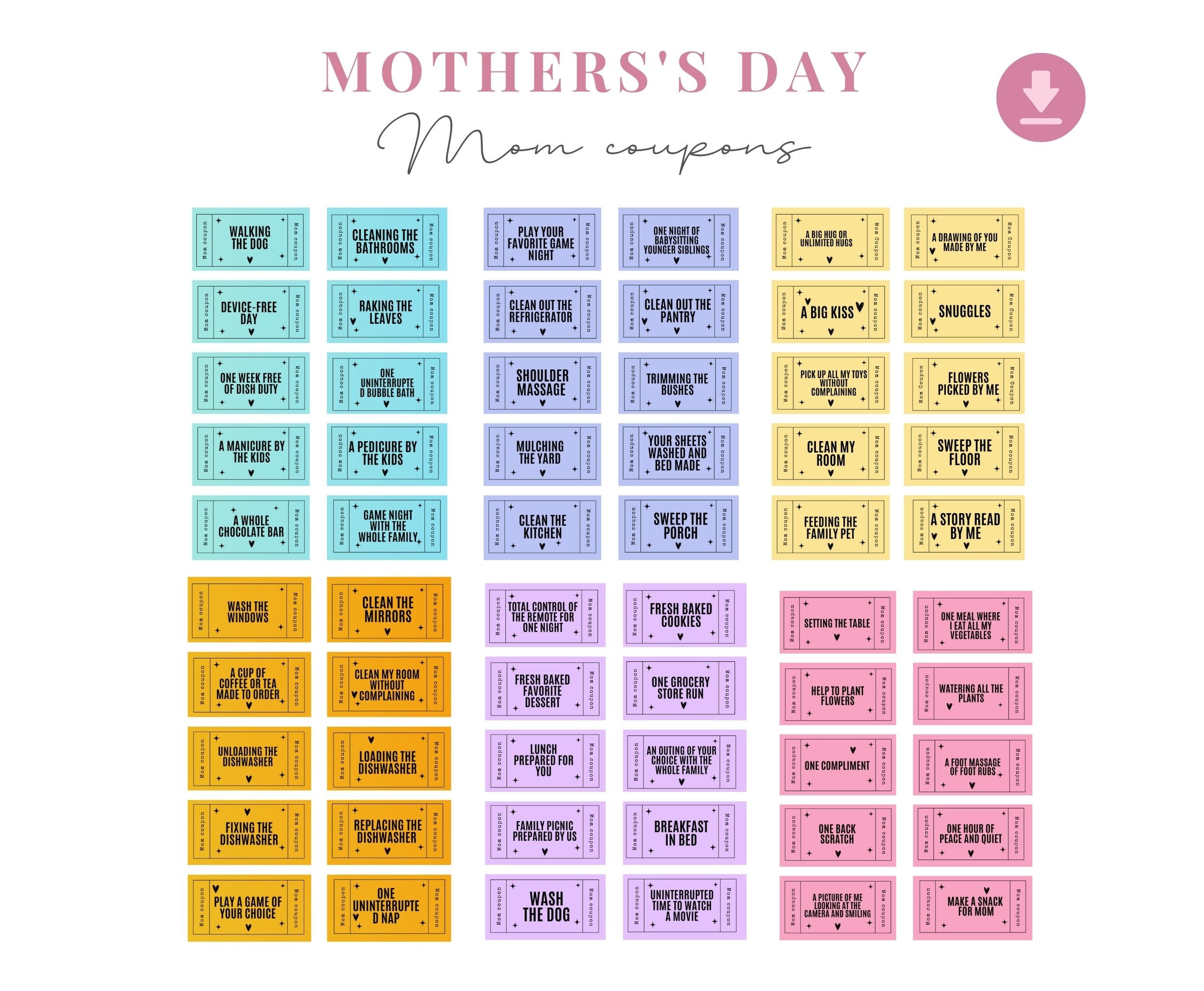 Mother's Day Coupon Book, Mother's Day Printable Coupon Book Gift ...