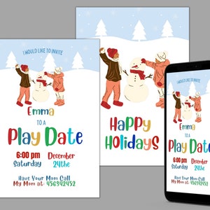 Playdate Invitation Template Editable Printable Playdate Card, Play ...