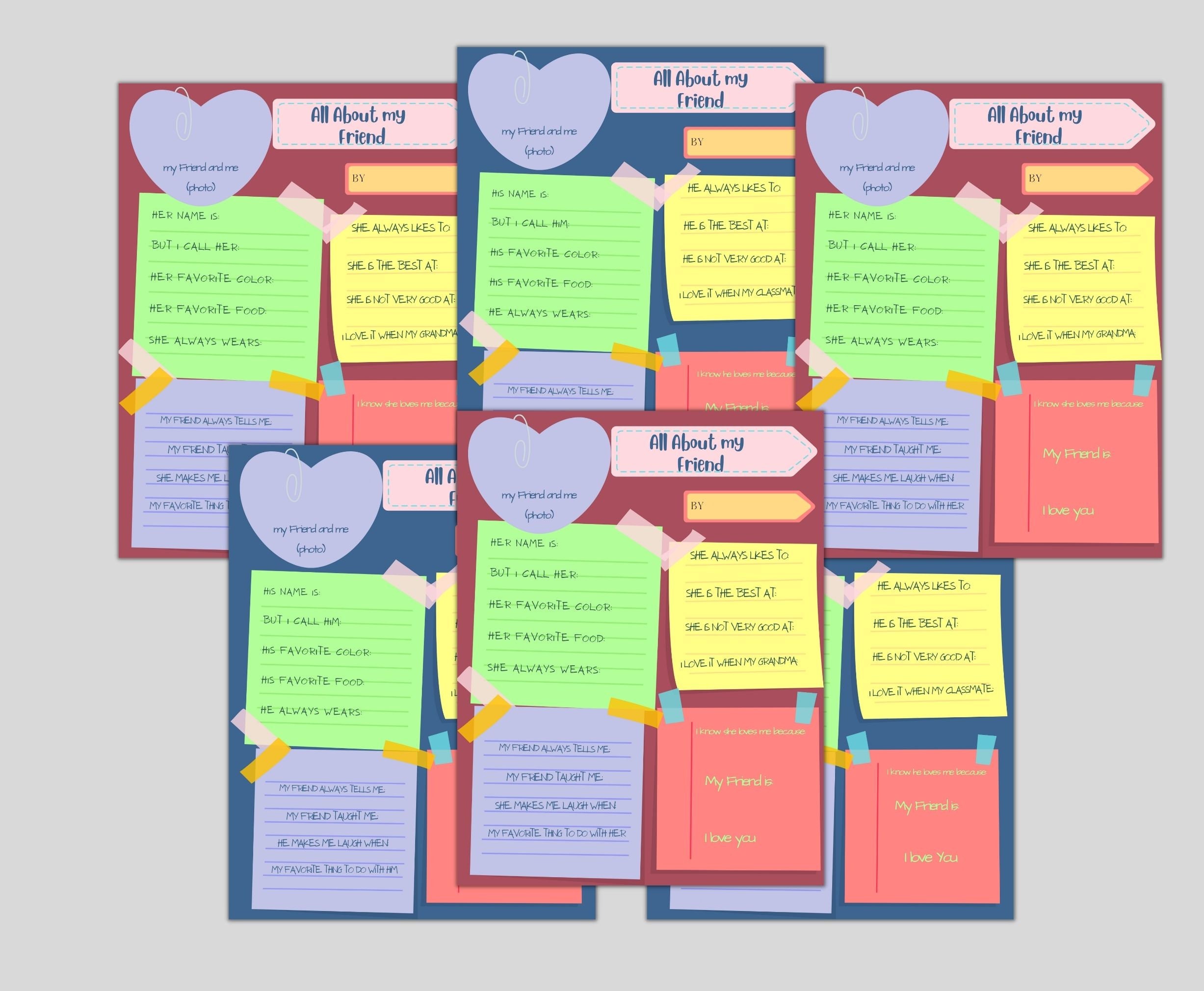 All About My Best Friend Worksheet Editable, My All Friends, About Him ...