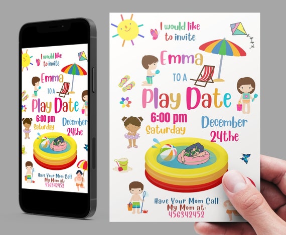 Summer Playdate Invitation Lets Play Play Date Invitation - Etsy