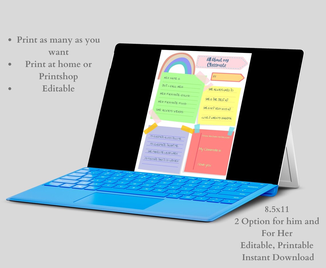 All About My Classmate All About My Best Friend Worksheet - Etsy