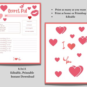 Valentine's Day Secret Pal Questionnaire, Printable Gift Exchange Wish ...
