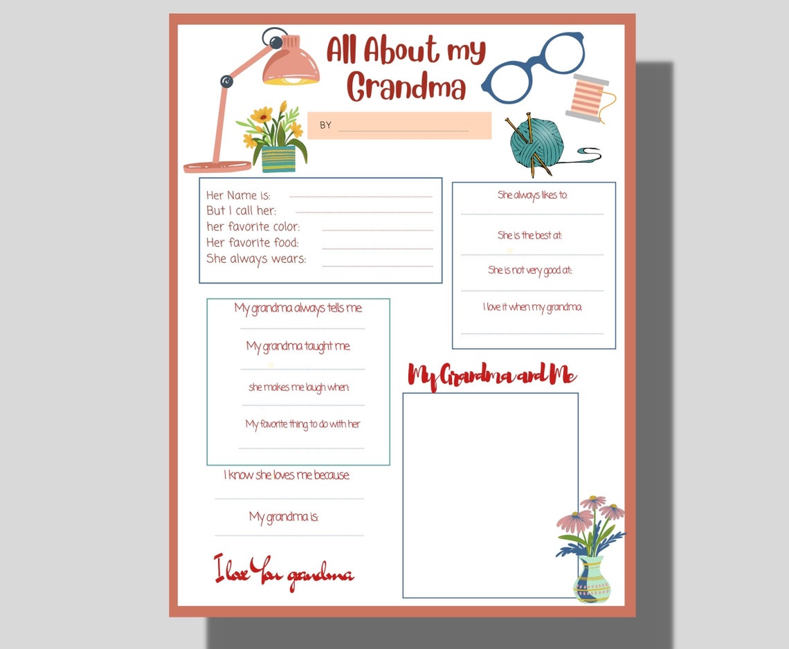 All About My Grandma PRINTABLE INTERVIEW, All About Mom & Grandma ...