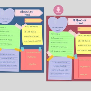 All About My Best Friend Worksheet Editable, My All Friends, About Him ...