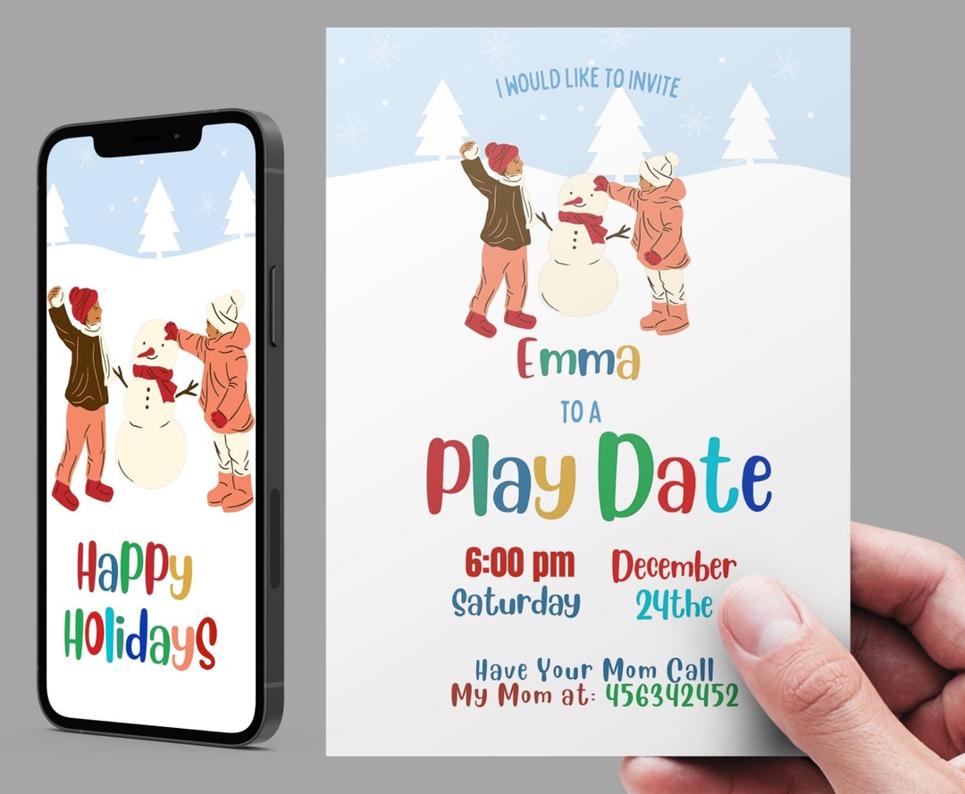 Playdate Invitation Template Editable Printable Playdate Card, Play ...