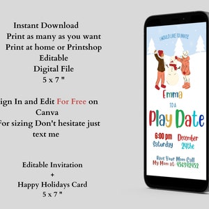 Playdate Invitation Template Editable Printable Playdate Card, Play ...