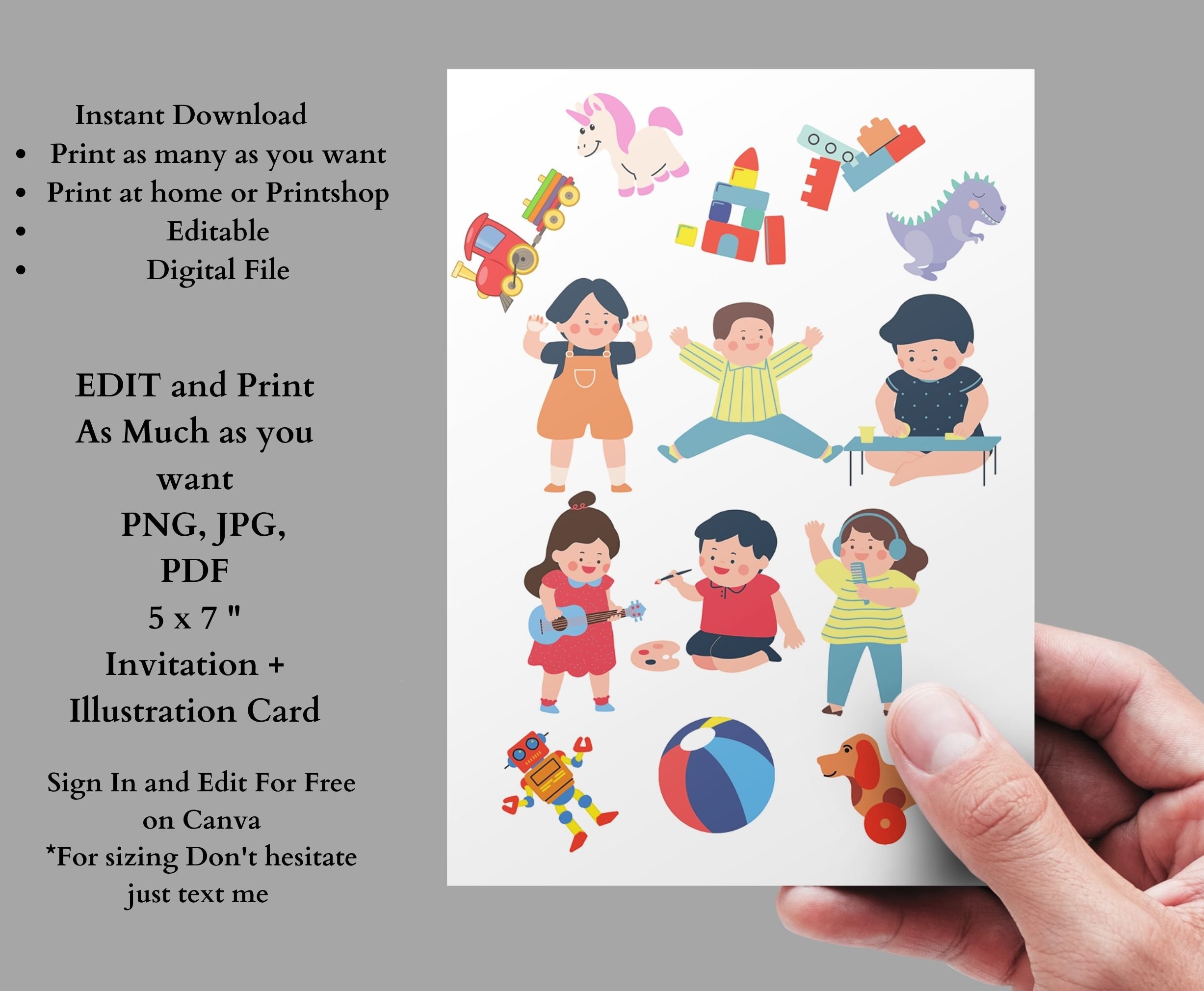 Playdate Invitation Template Editable Printable Playdate Card, Play ...