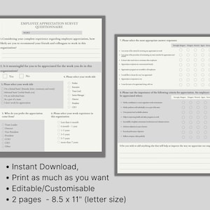 Employee Appreciation Survey Questionnaire Employee Evaluation Surveys ...