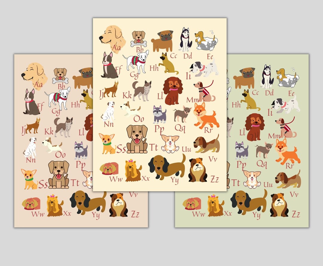 Alphabet Poster Digital, Cute Animal Alphabet Printable, Playroom Wall ...