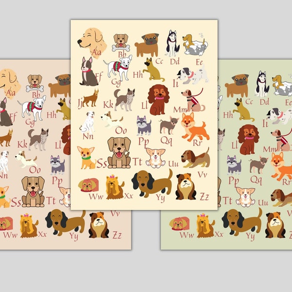 Puppy Alphabet Poster - Etsy