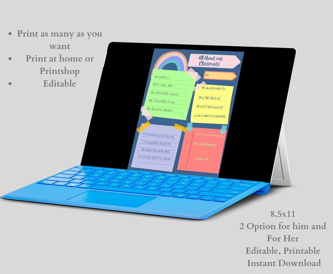 All About My Classmate All About My Best Friend Worksheet - Etsy