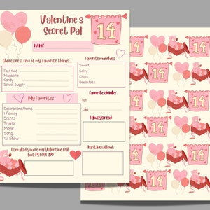 Valentine's Day Secret Pal Questionnaire, Printable Gift Exchange Wish ...