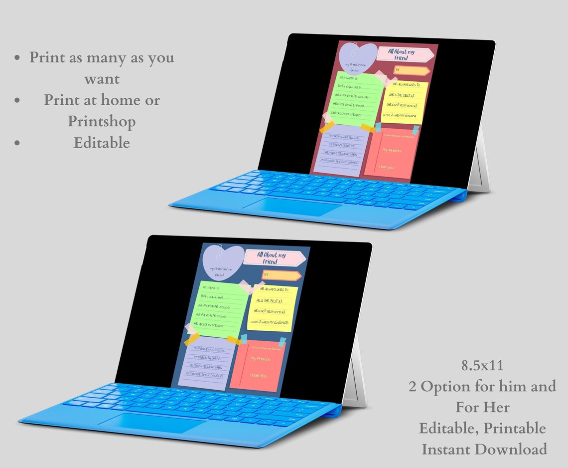 All About My Best Friend Worksheet Editable My All Friends - Etsy