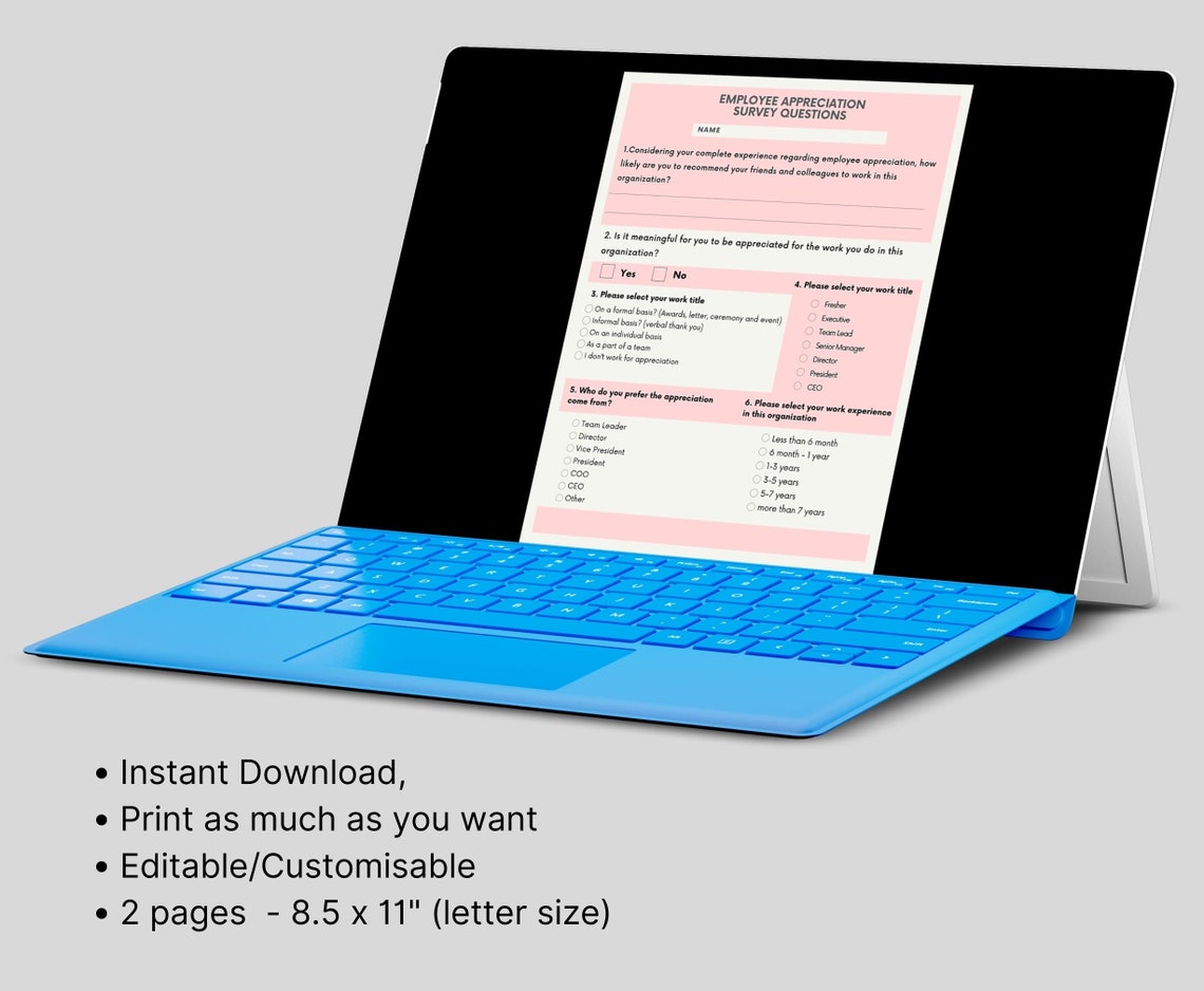 Employee Appreciation Survey Questionnaire Template, Employee ...