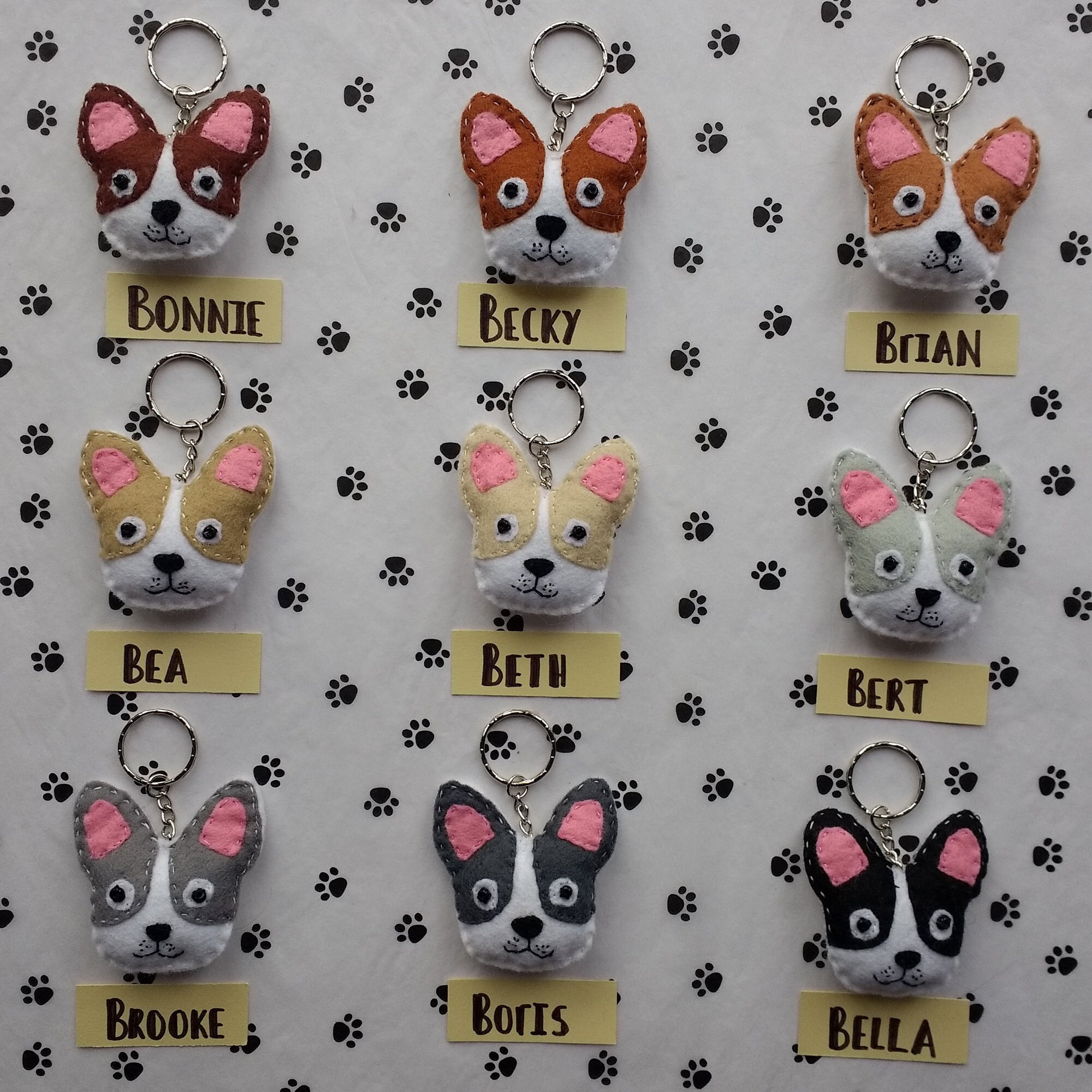 Handmade Felt French Bulldog Puppy Dog Ornament Keyring Charm - Etsy