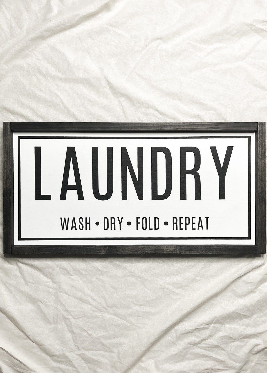 Modern Farmhouse Wood Laundry Sign Black and White Block - Etsy