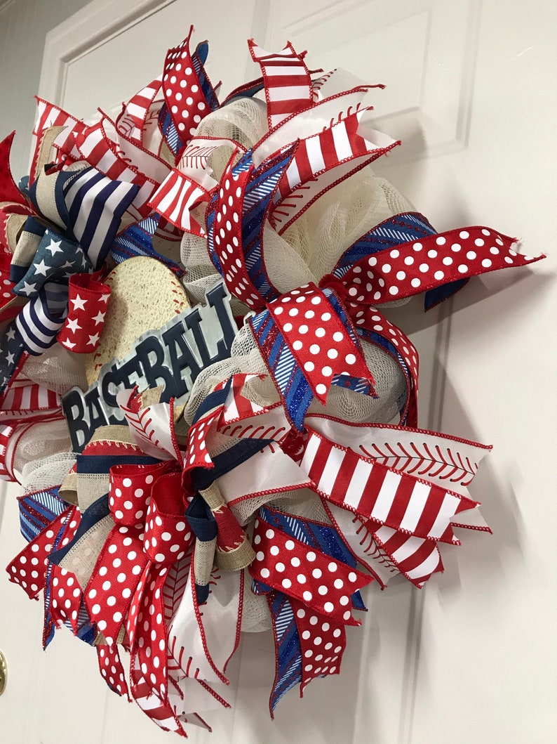 Baseball Wreath, Deco Mesh Baseball Wreath, Sports Wreath, Baseball ...