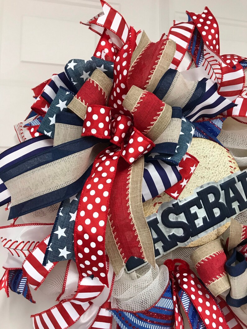 Baseball Wreath, Deco Mesh Baseball Wreath, Sports Wreath, Baseball ...