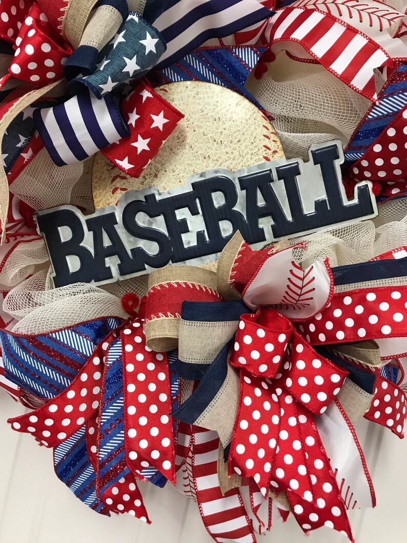Baseball Wreath, Deco Mesh Baseball Wreath, Sports Wreath, Baseball ...