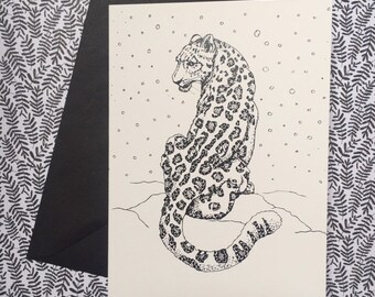 Snow Leopard Card - Etsy UK
