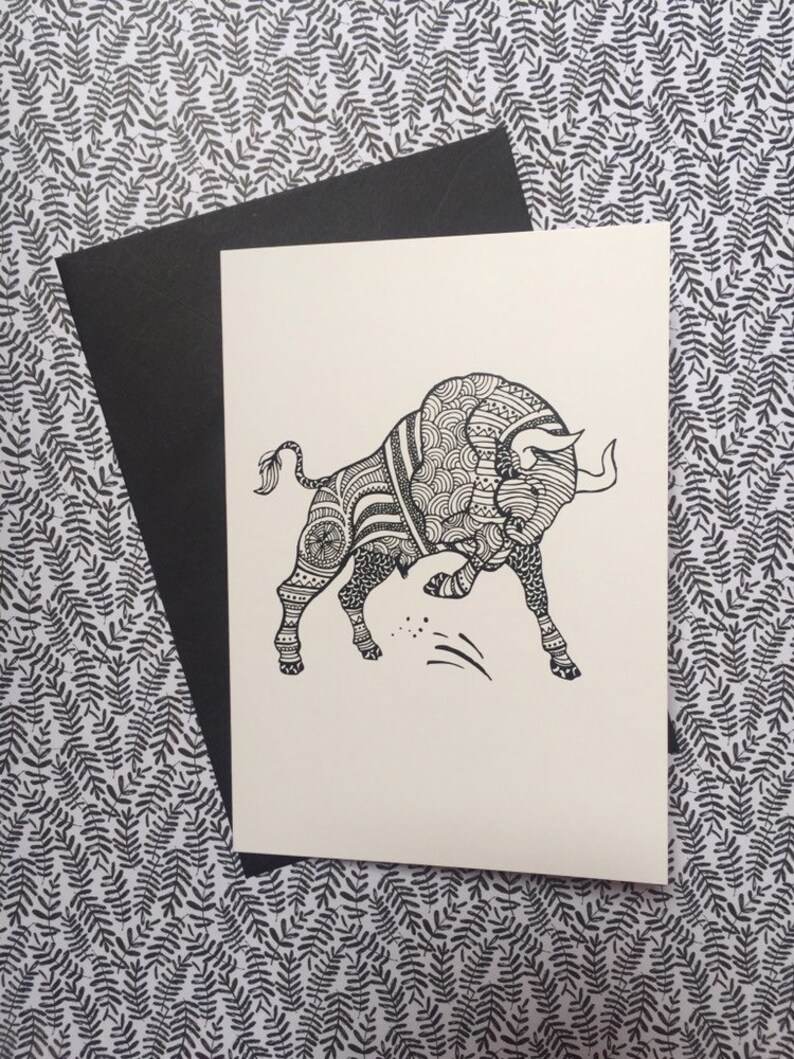 Bull Card - Etsy