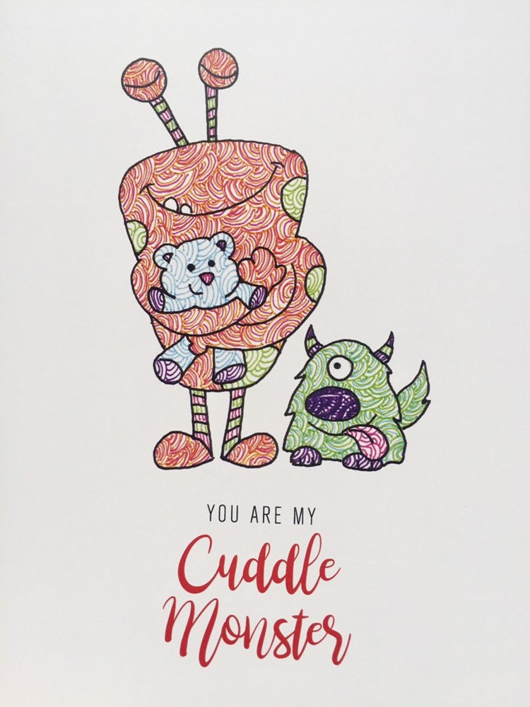 Cuddle Monster Card - Etsy