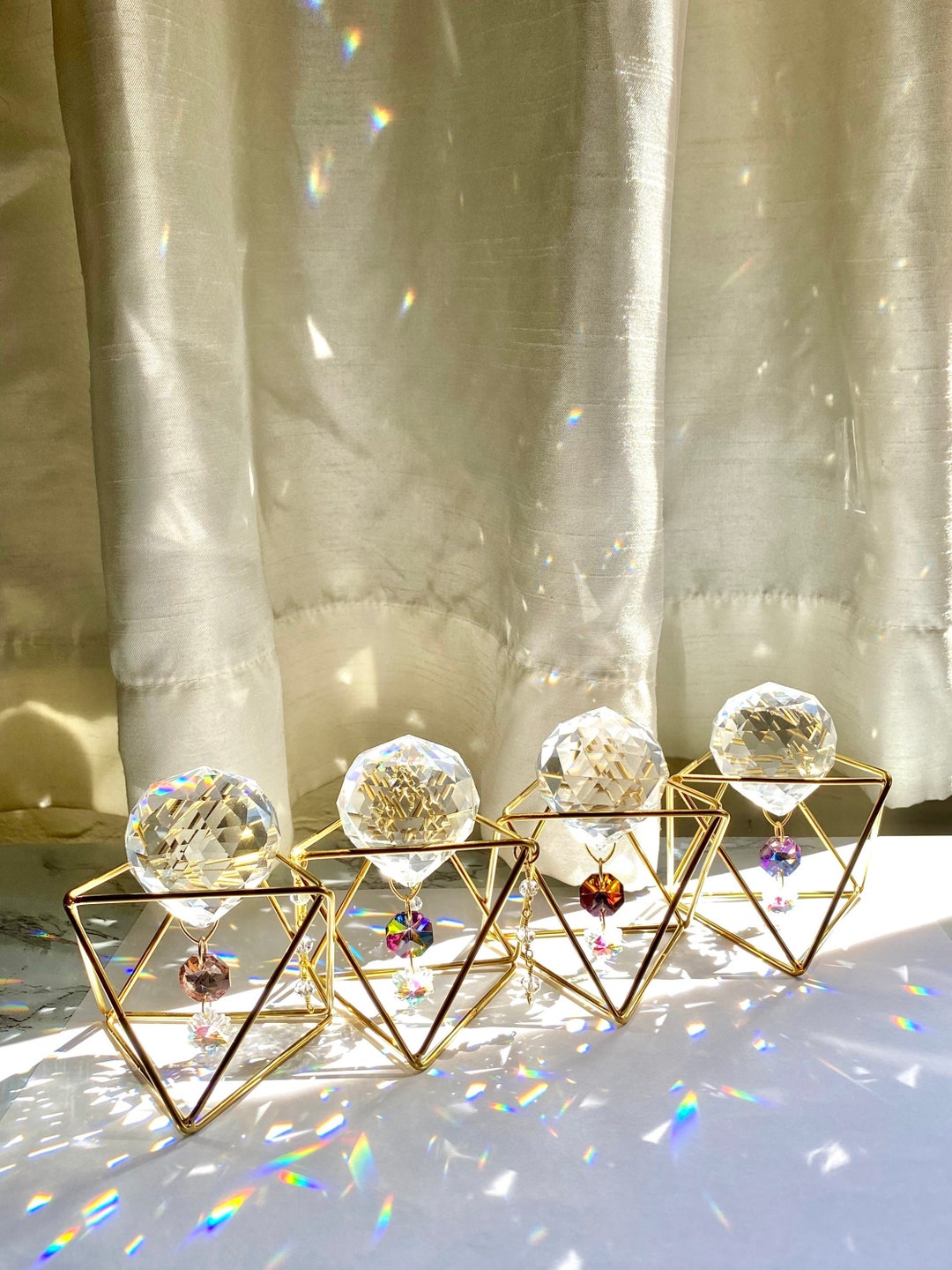 Snowflake Tabletop Prism Ball Table Suncatcher Crystal Himmeli ...