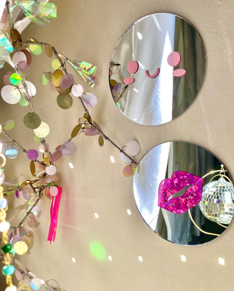 Kawaii Smiley Face Mirror Vinyl Decal Dorm College Suncatcher - Etsy