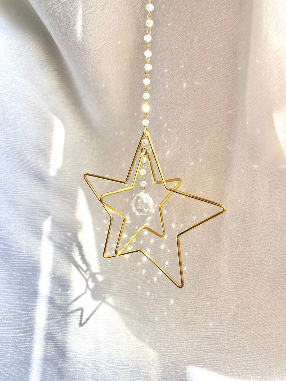 STARBURST Suncatcher Crystal Prism Ball Rainbow UFO Space Saturn ...
