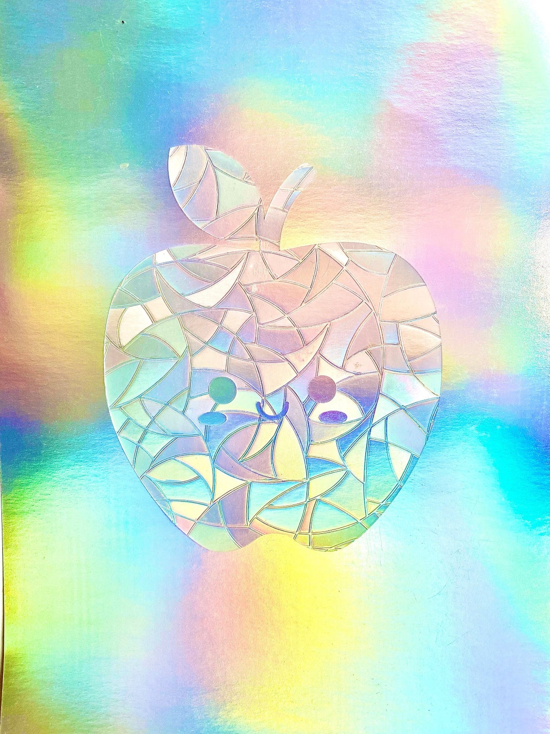 SMILEY APPLE Suncatcher Cling Window Sticker Decal Film - Etsy