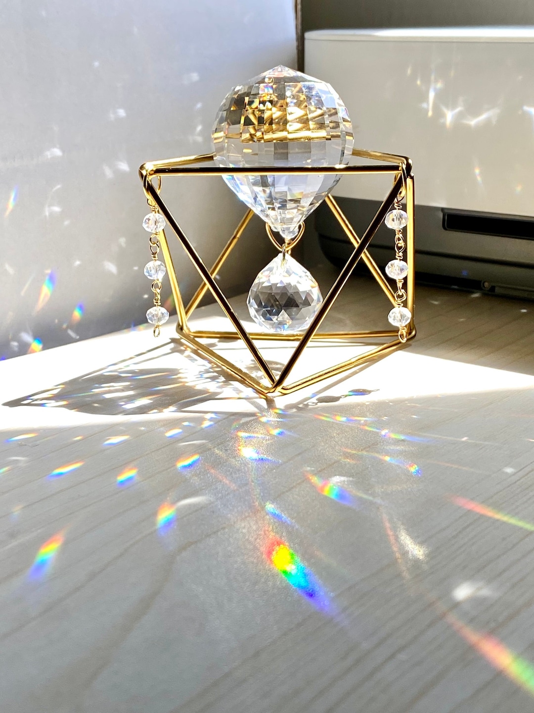 CRYSTAL DISCO BALL Tabletop Suncatcher Crystal Prism Mirror Ball ...