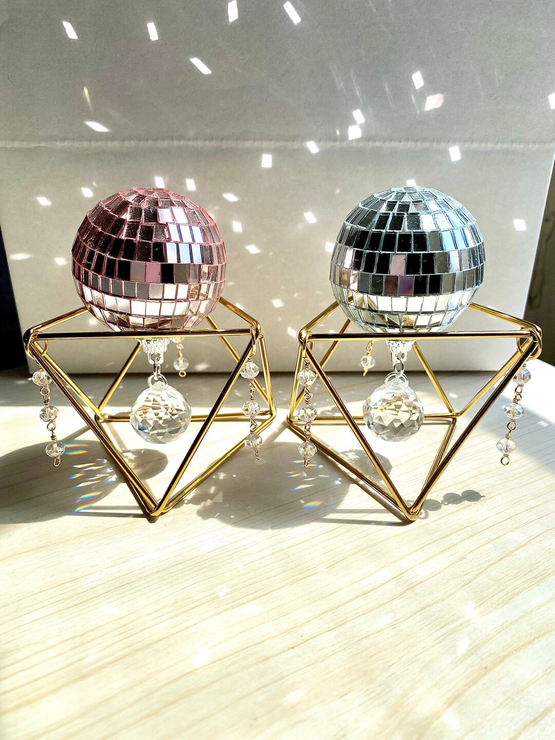 DISCO BALL Tabletop Suncatcher Crystal Mirror Ball Rainbow Decor ...