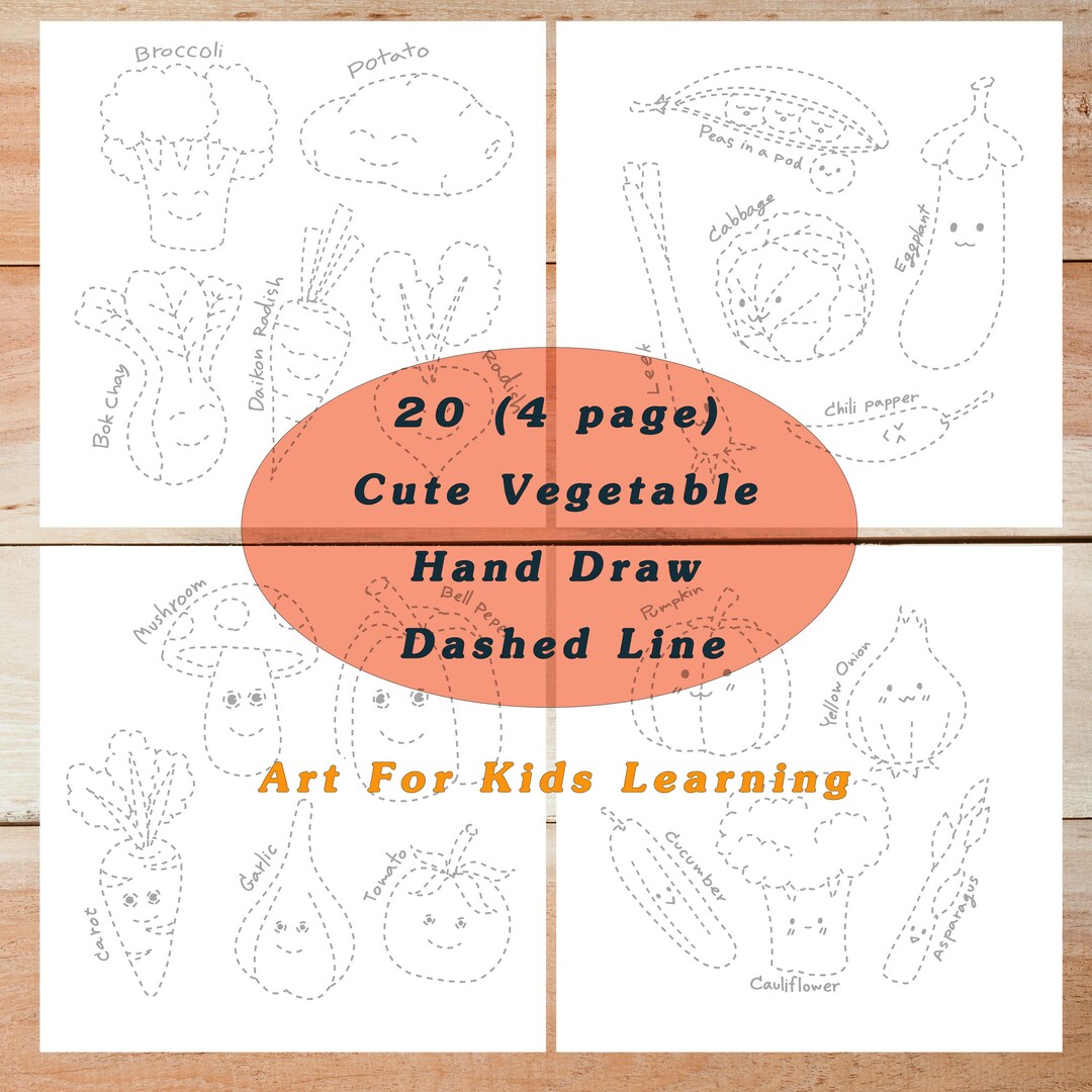 20 Cute Vegetable Hand Draw Dashed Line,coloring Books,drawing ...