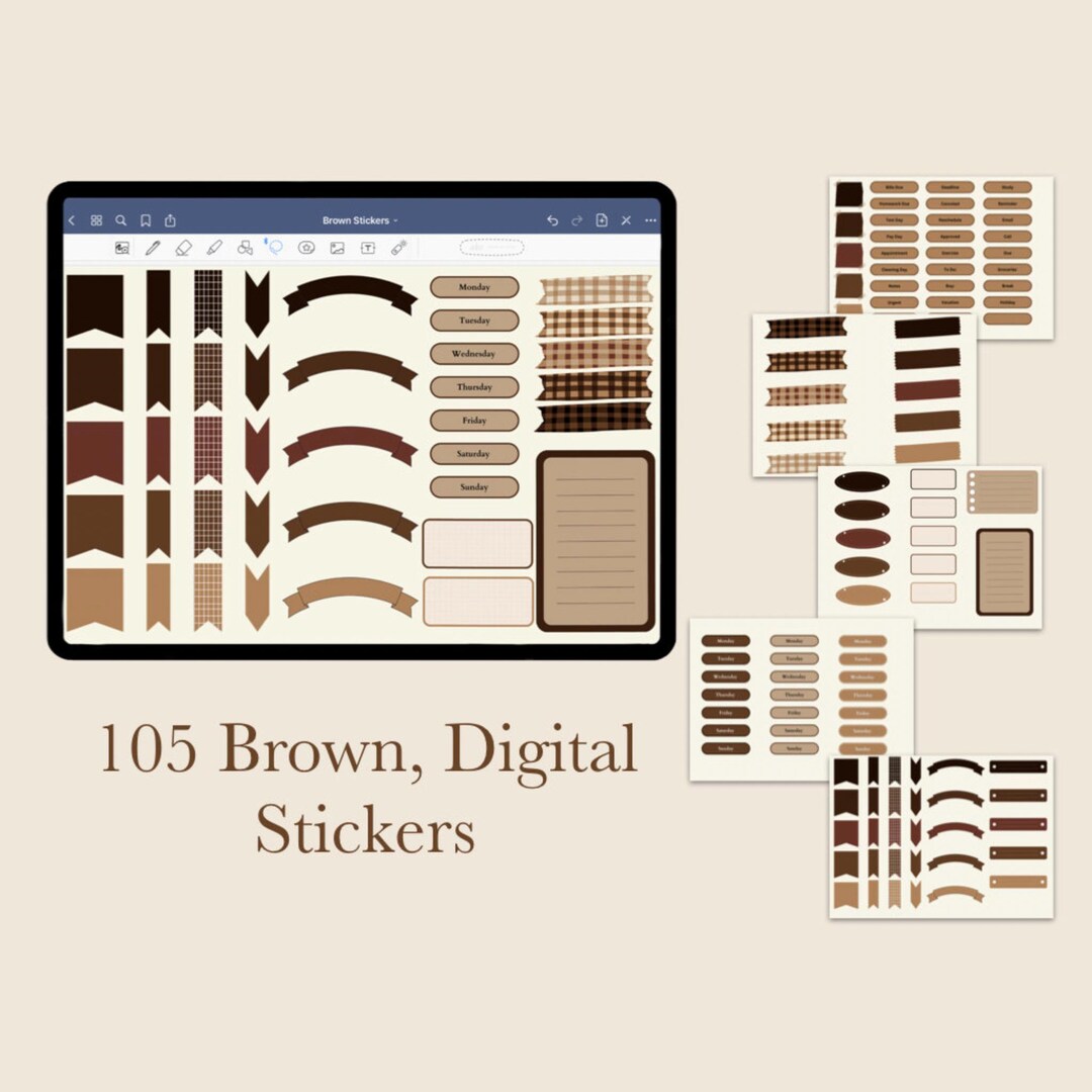 105 Brown, Digital Stickers | PNG Stickers | Precut, Pre-cropped ...