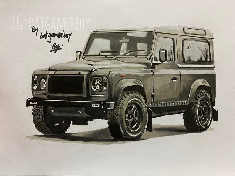 Land Rover Defender Marker Drawing Print | Etsy