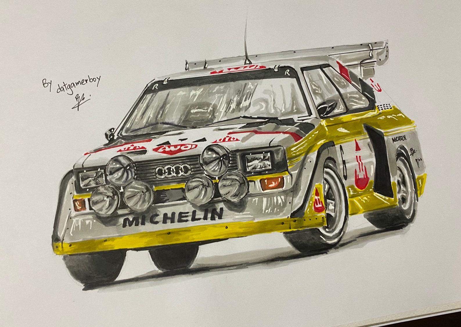 Audi Quattro 1985 Rally Drawing Print | Etsy