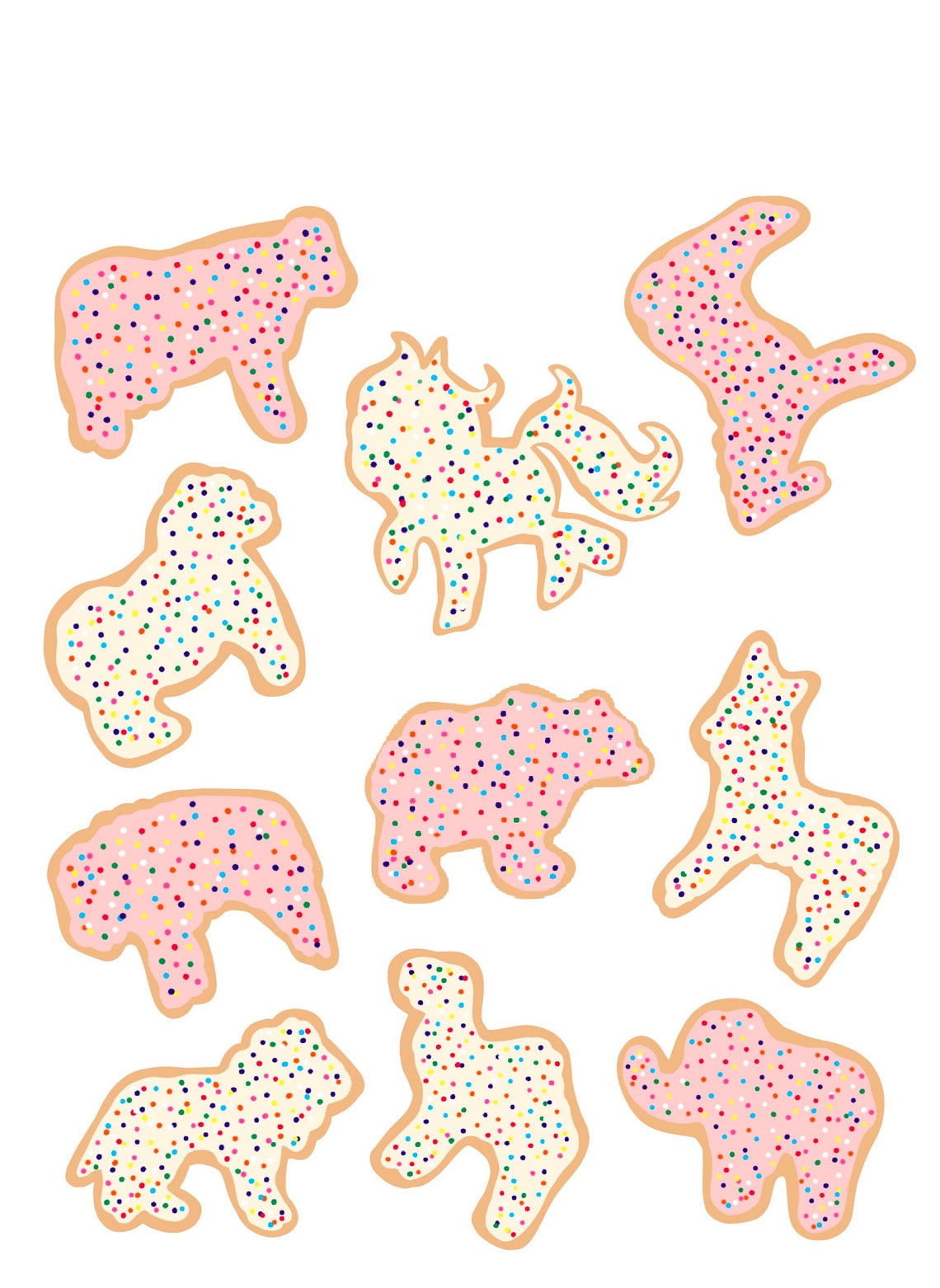 Animal cookie sticker set | Etsy