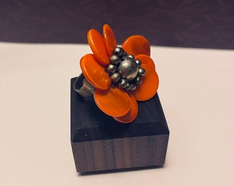 Orange Flower Ring - Etsy