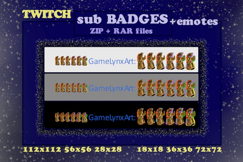 Twitch Sub Badges and Emotes 6x Pack Infinity Gauntlet Twitch Streaming ...