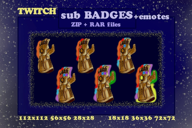 Twitch Sub Badges and Emotes 6x Pack Infinity Gauntlet Twitch ...