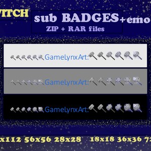 Mjolnir Saga Twitch Sub Badges and Emotes: Thor Hammer Pack (digital ...