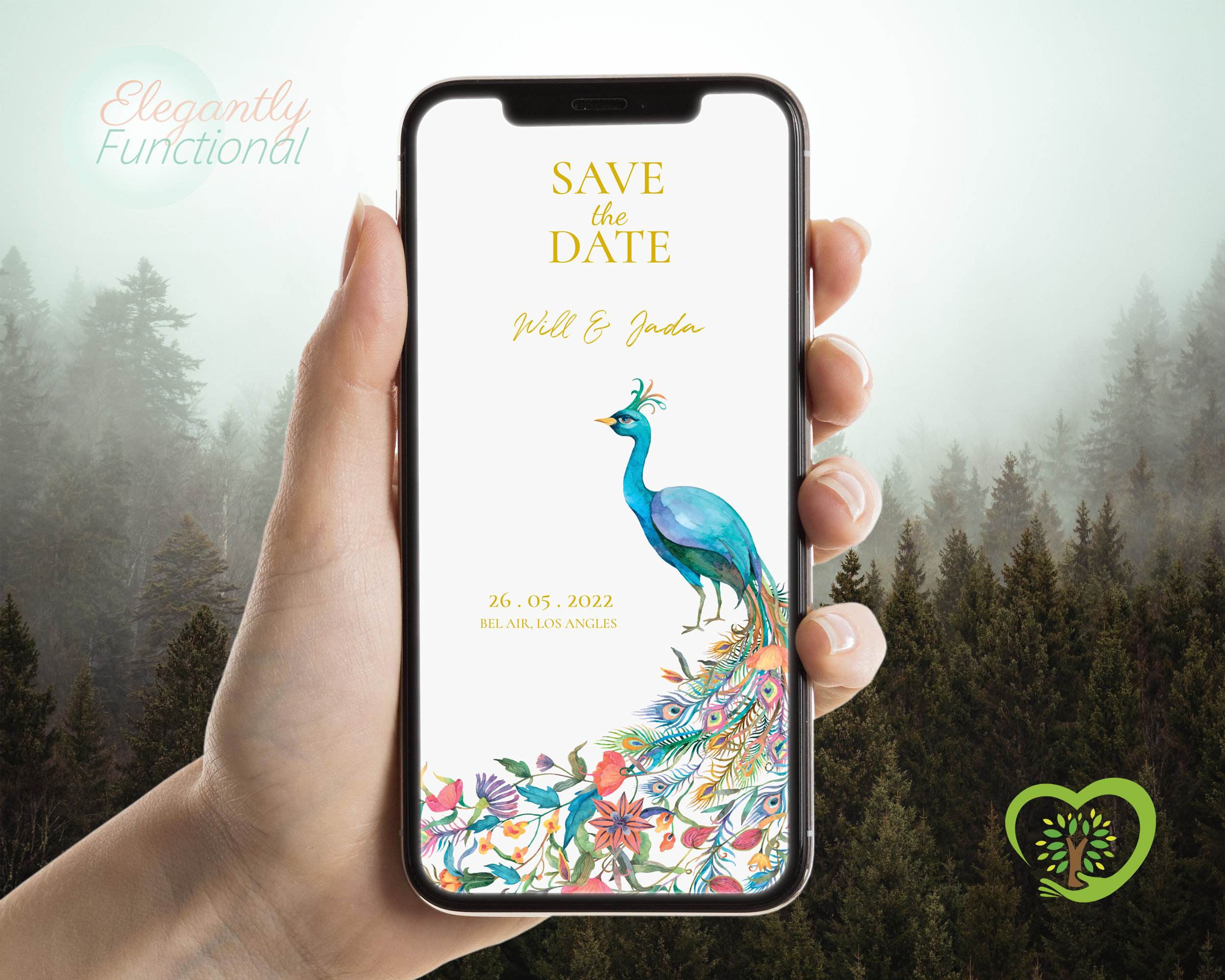 SAVE THE DATE | Text Message | Digital | Printable | Peacock | Instant ...