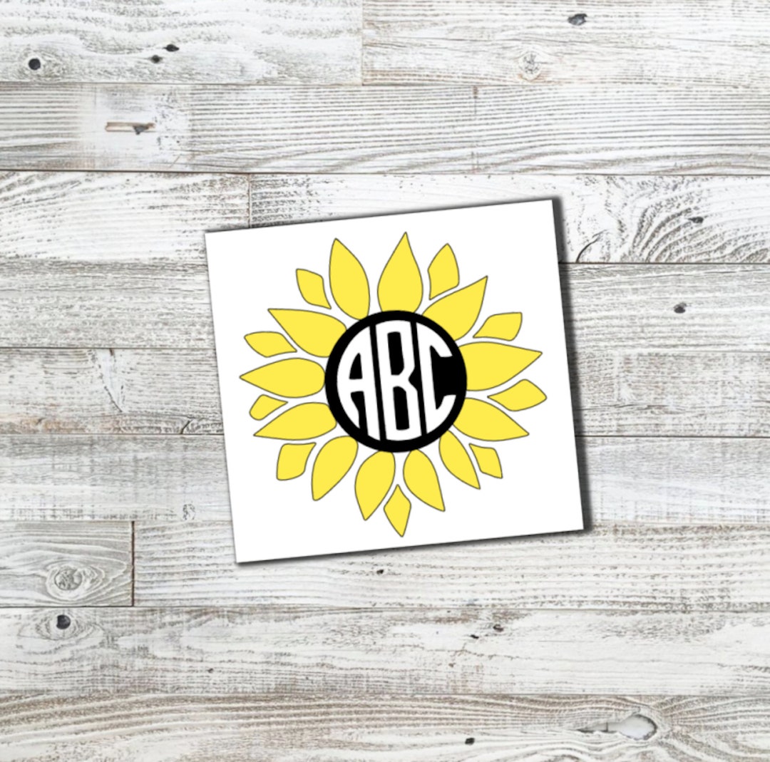 Monogram Sunflower Decal Sunflower Decal Monogram Decal Car Decal ...