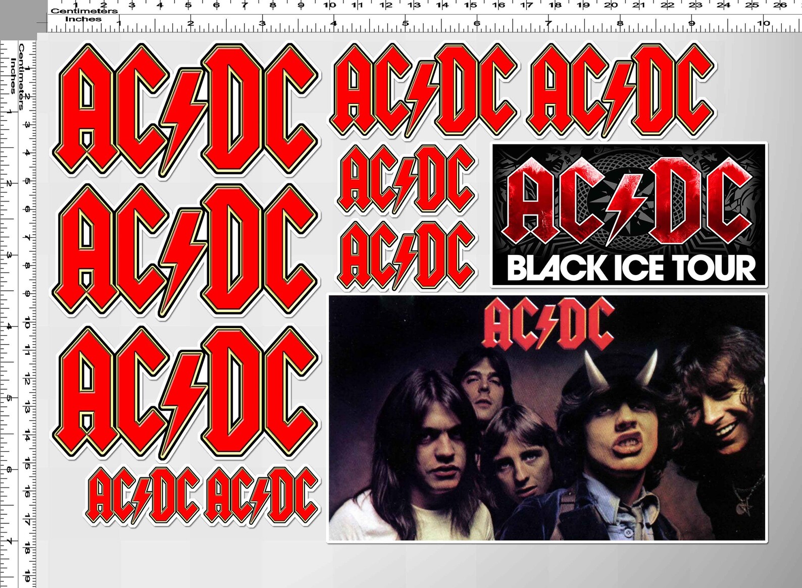 1 sheet ac-dc decal sticker gang sheet UV print die-cut motor | Etsy