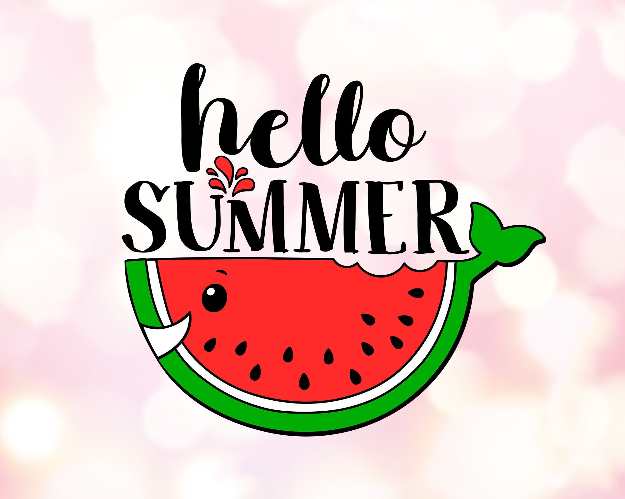 Hello Summer Watermelon Svg Whale Watermelon Svg Png Eps Etsy
